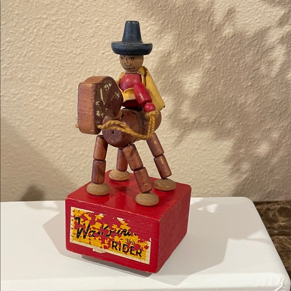 Toys | Vintage Wooden Cowboy On Horse Push Puppet | Poshmark